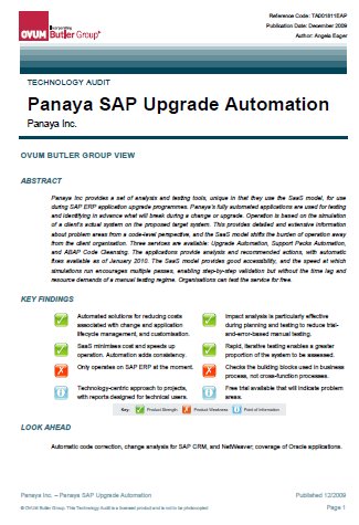 Panaya SAP Upgrade Automation. Technology Audit Report. - ERP-Spain.com ...